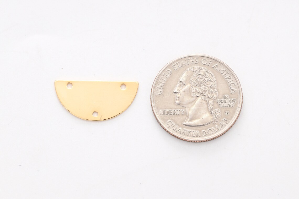 Flat Half Circle Pendant w/ 3 holes S A23-G4 Nickel Free | Etsy