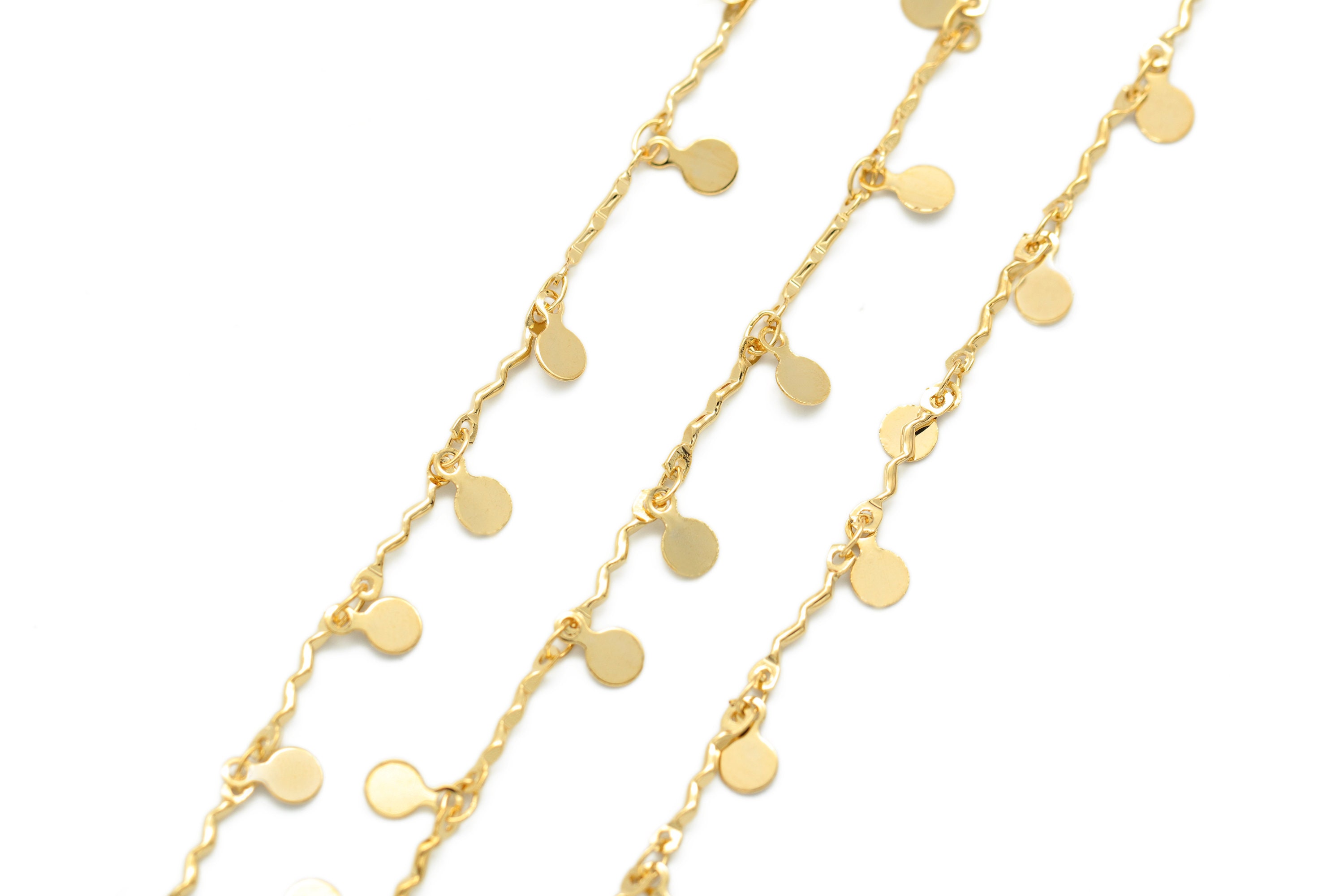 Dainty Charms Chain, CJ43-10, 1M, 16K Gold Plated Brass, Nickel Free ...