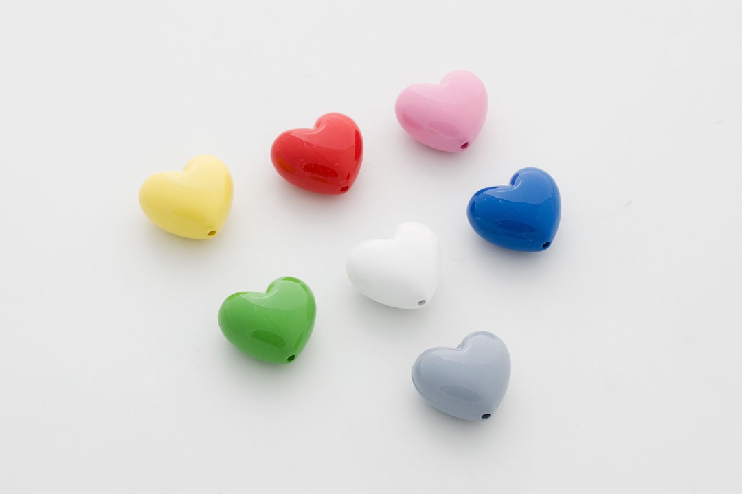 Colorful Acrylic Heart Beads, Acrylic, Heart Charm, Wholesale Jewelry ...