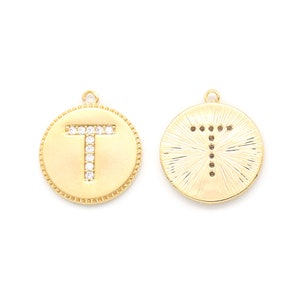 Coin Pendant Cubic Letter (large), Alphabet T, AT-G16, 1 Piece, 21x2mm ...