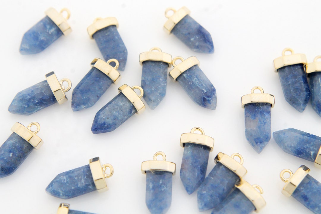Gemstone Pendulum Charm, Blue Aventurine, N42-P5, 2 Pcs, Nature Stone ...