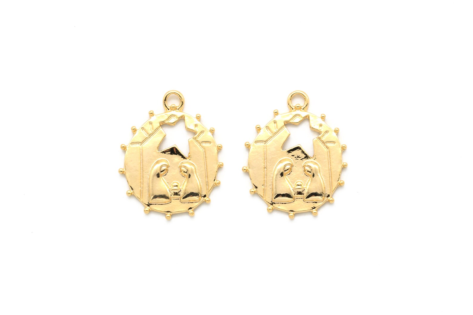 Nativity Pendant Q6-R7 1 Piece Nickel Free 20mm 16K Gold | Etsy