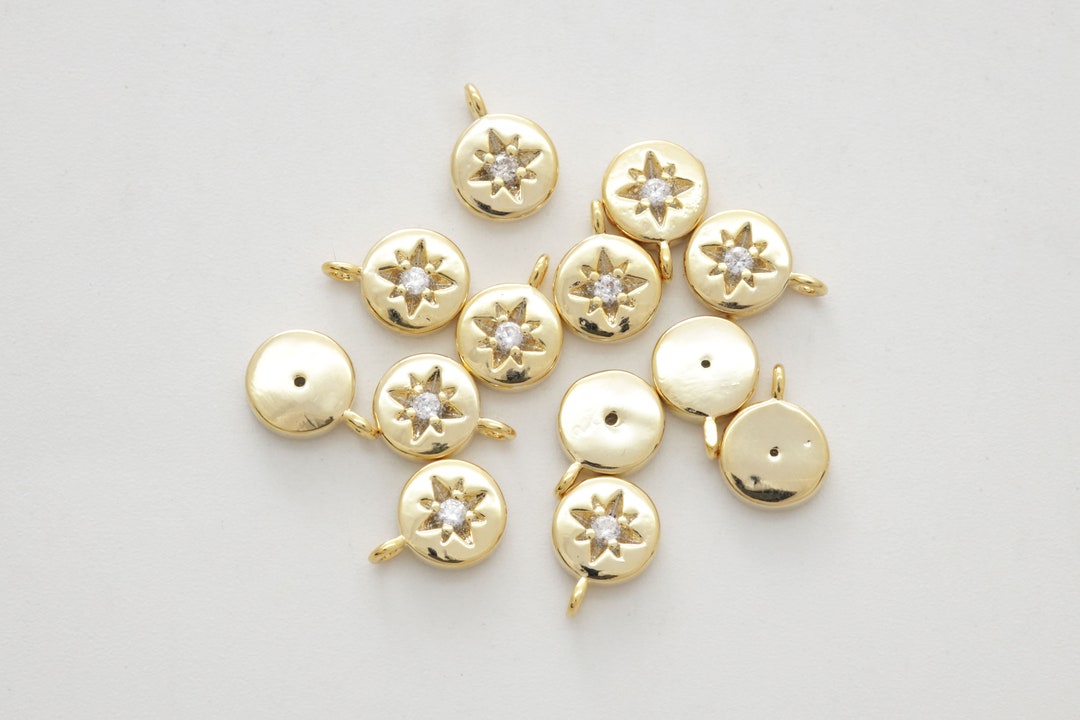 2 Pieces, Star Cubic Coin Charm, Nickel Free, N29-G2, 6x2mm, 16K Gold ...