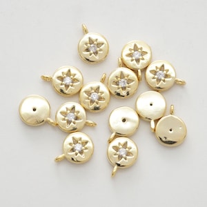 2 Pieces, Star Cubic Coin Charm, Nickel Free, N29-G2, 6x2mm, 16K Gold ...