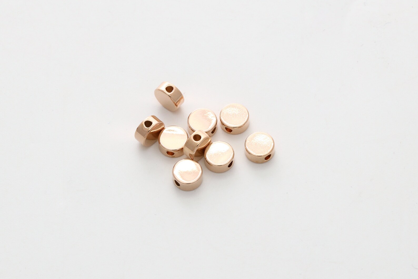 Round Connector, S17-P3, 20 Pcs, 6x3mm, 1.3mm Hole, Flat Round Bead ...