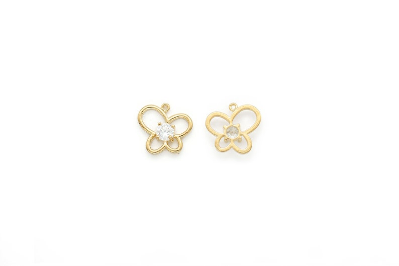 Cubic Butterfly Charm, Q13-R3, 2 Pieces, 13x12mm W/ 0.8mm Loop, 16K ...