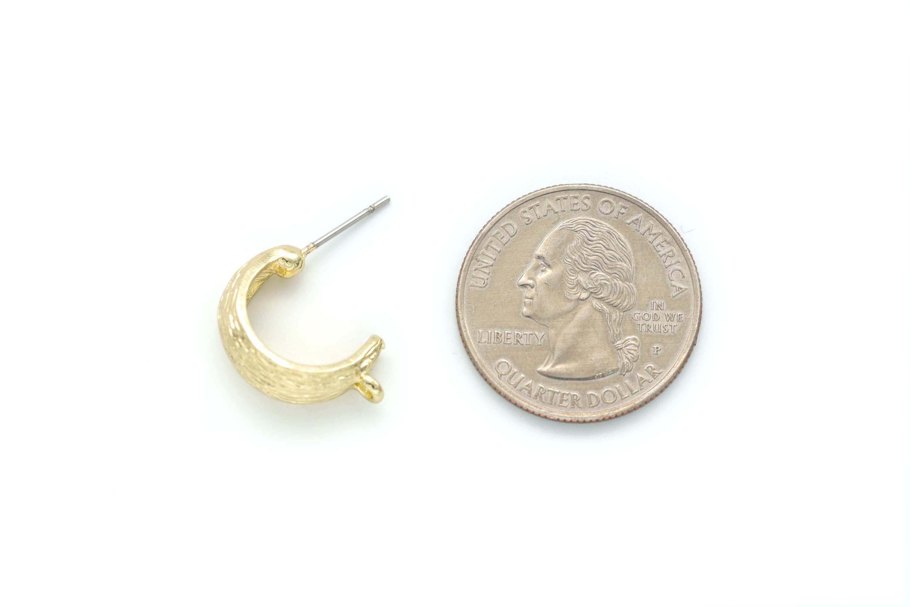 Comb Patterned Bold C Hoop Post w/ link 19x8mm including 1mm | Etsy