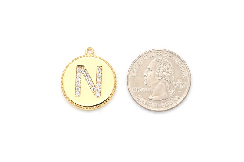 Coin Pendant Cubic Letter (large), Alphabet N, AN-G16, 1 Piece, 21x2mm ...