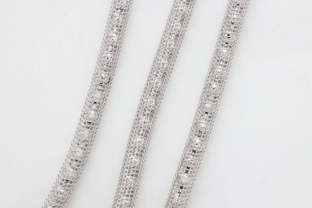 Mesh Ball Chain, CJ32-01R, Nickel Free, 1m, 4mm Thick, Original Rhodium ...