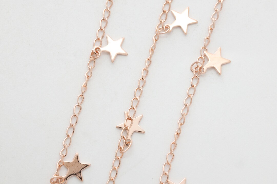 Star Handmade Chain, CJ31-05P, 1m, Rose Gold Plated Brass, Necklace ...