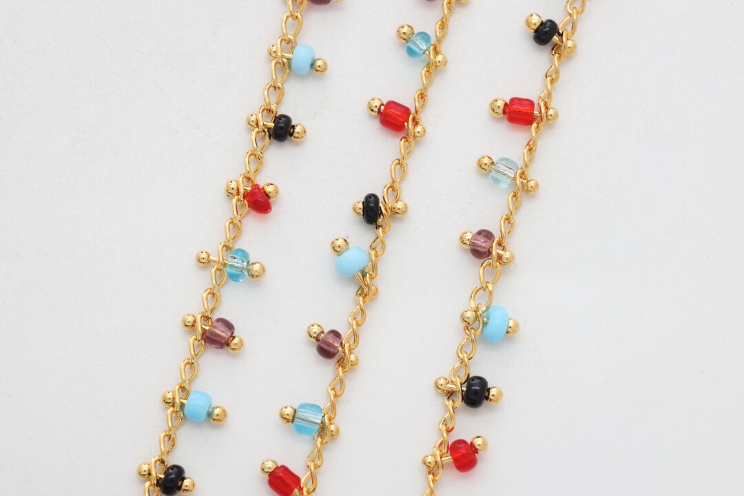 Mixed Colorful Seed Beads Chain, Nickel Free, CJ20-09, 1m, Fantastic ...