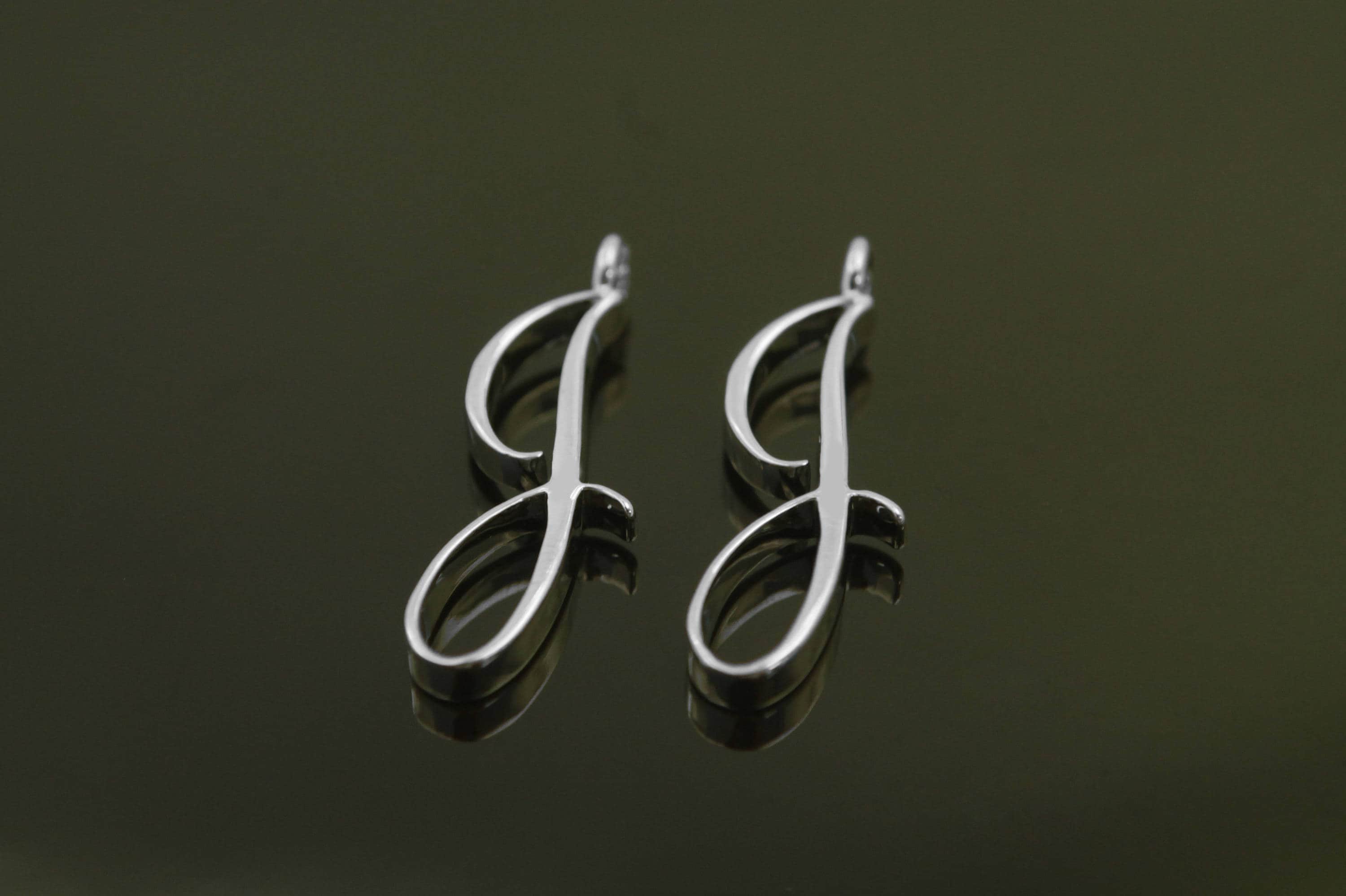 Alphabet J With Link, AJ-R8, Nickel Free, 2 Pcs, 29x10mm, 3mm Inner of ...