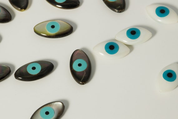 Evil eye mother-of pearl bead Mother-of pearl Jewelry making | Etsy