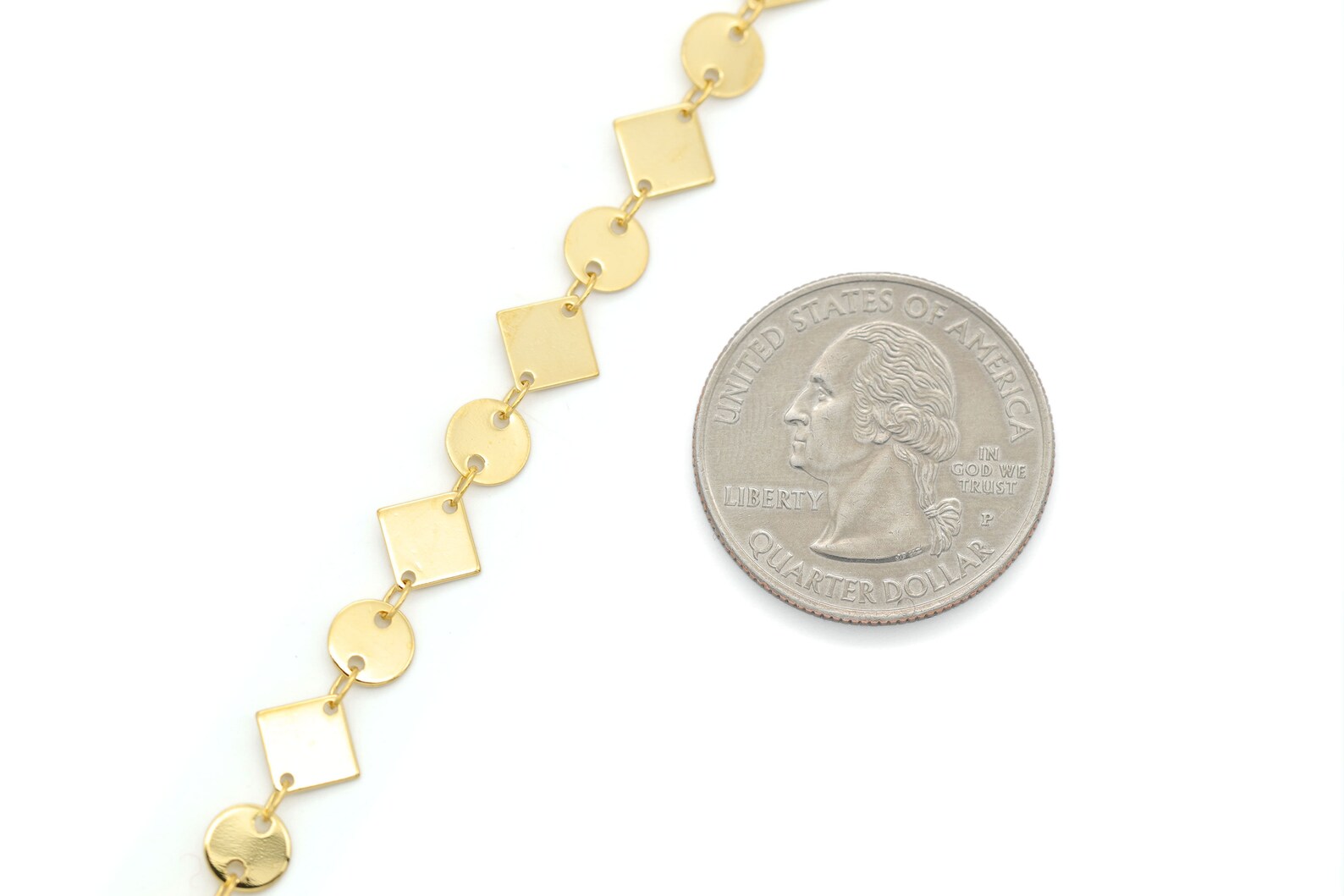 Coin & Rhombus chain Nickel free CJ34-02 1 meter Handmade | Etsy