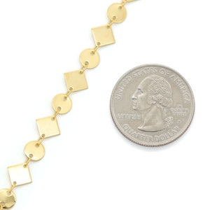 Coin & Rhombus Chain, Nickel Free, CJ34-02, 1 Meter, Handmade Star ...