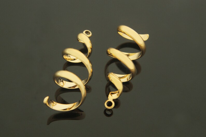 Fluttering Ribbons T64-P6 2 pcs 27x12mm 16K gold plated | Etsy