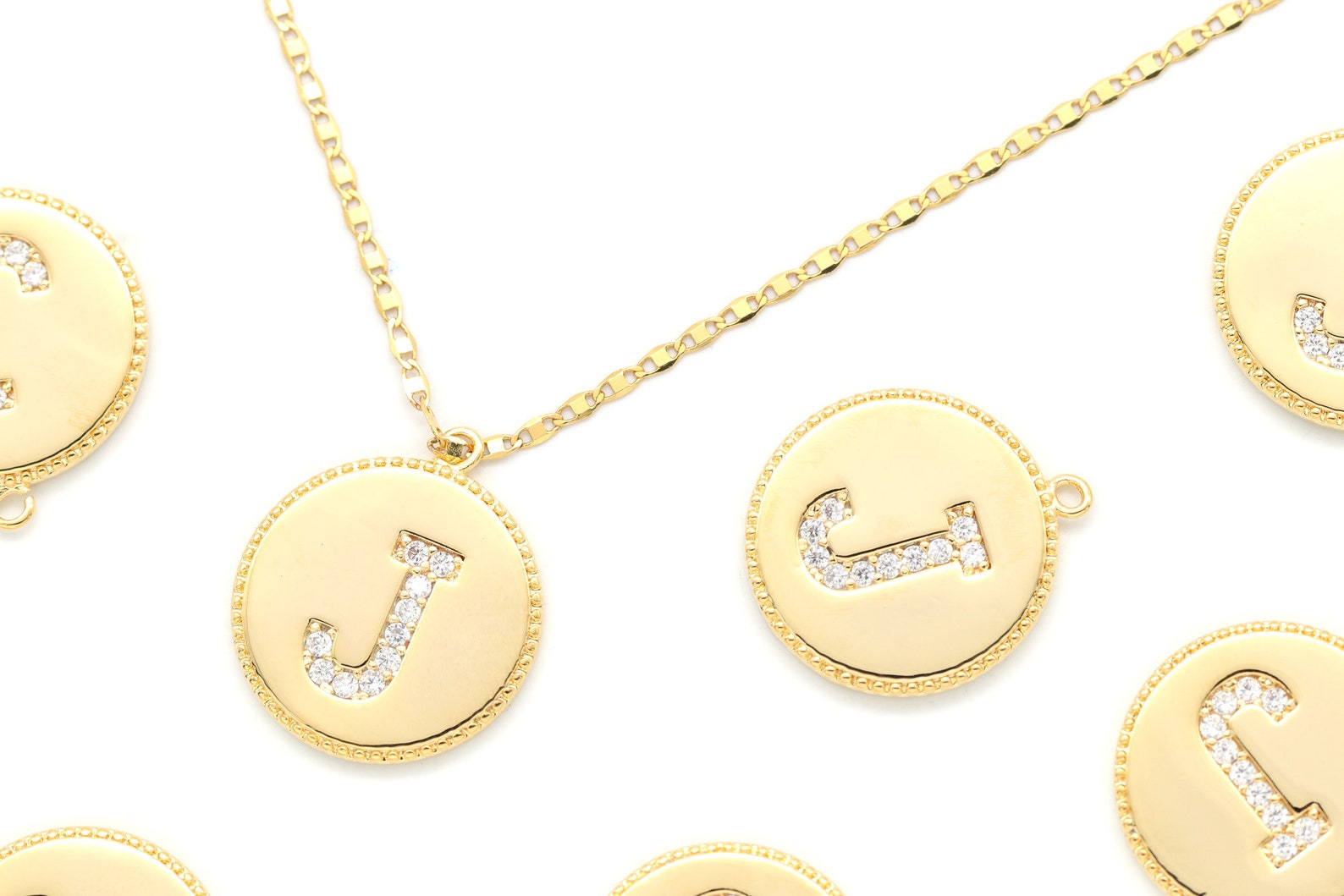 Coin Pendant Cubic Letter large Alphabet J AJ-G16 1 - Etsy