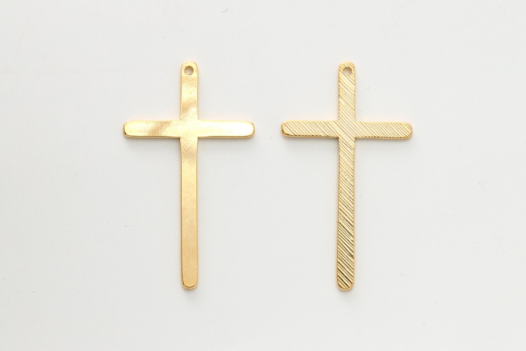 Cross Pendant With Scratch Effect, Y4-G4, Nickel Free, 2 Pcs, 40x23mm ...