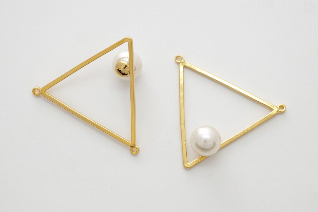 Pearl on Triangle Pendant, S69-R3, 1 Piece, Nickel Free, 16K Gold ...