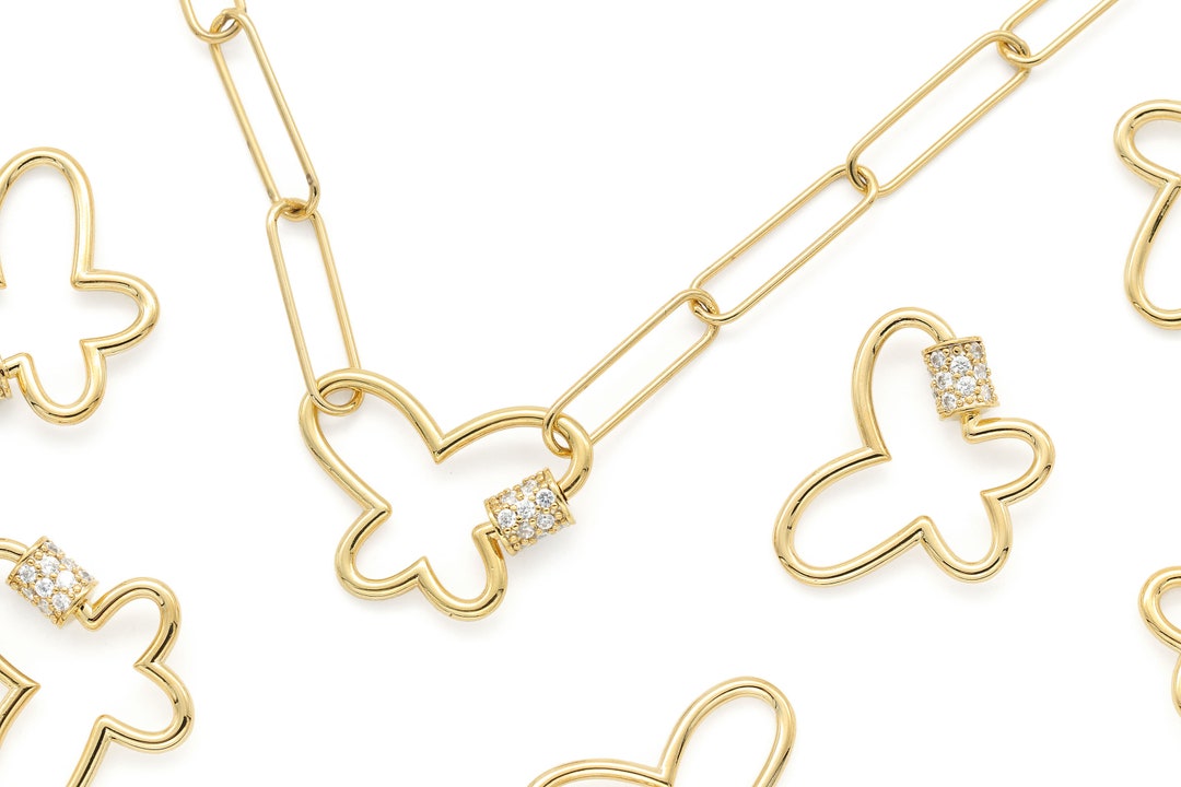 Butterfly Screw Clasp Lock, Q13-G17, 1 Piece, 20x28mm, 16K Gold Plated ...