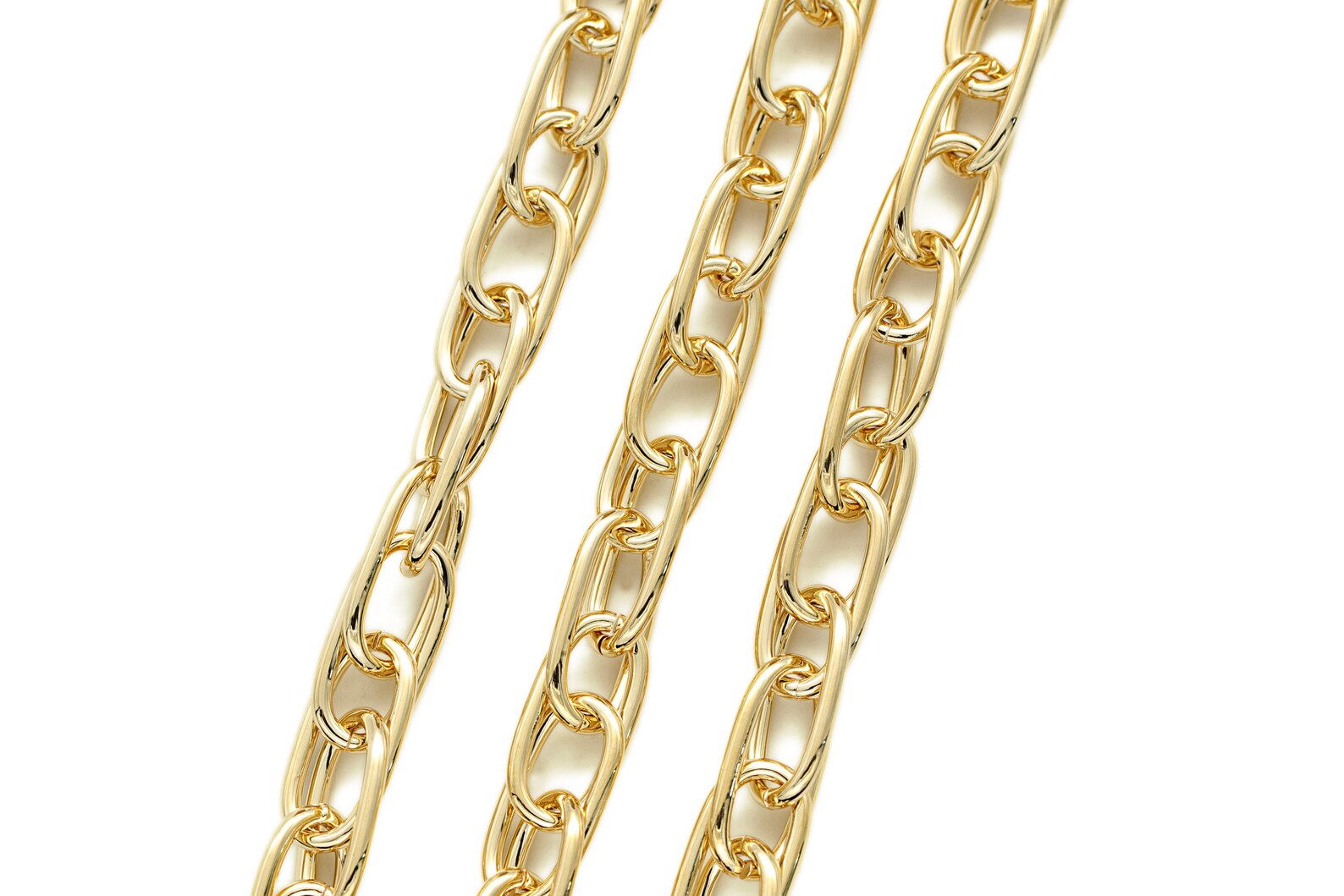 Triple Link Chain CJ49-10 1m 15x7mm 16K Gold Plated Brass - Etsy
