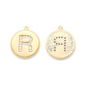 Coin Pendant Cubic Letter (large), Alphabet R, AR-G16, 1 Piece, 21x2mm ...