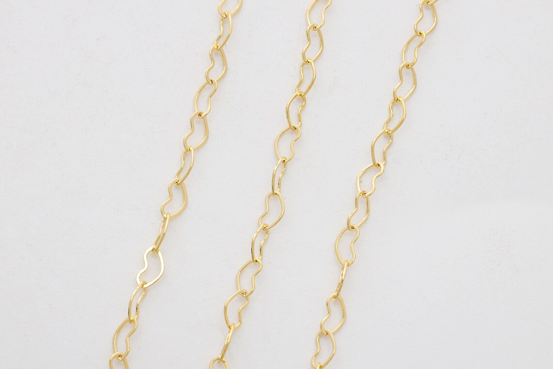 Heart Chain CJ18-10 1m Decorative Heart 4.5x2.3mm 16K Gold | Etsy
