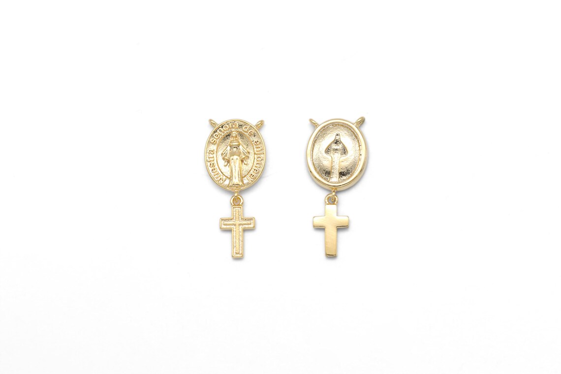 Rosary W/ Dangling Cross Pendant, Q5-G2, 2 Pcs, Nickel Free, 16K Gold ...