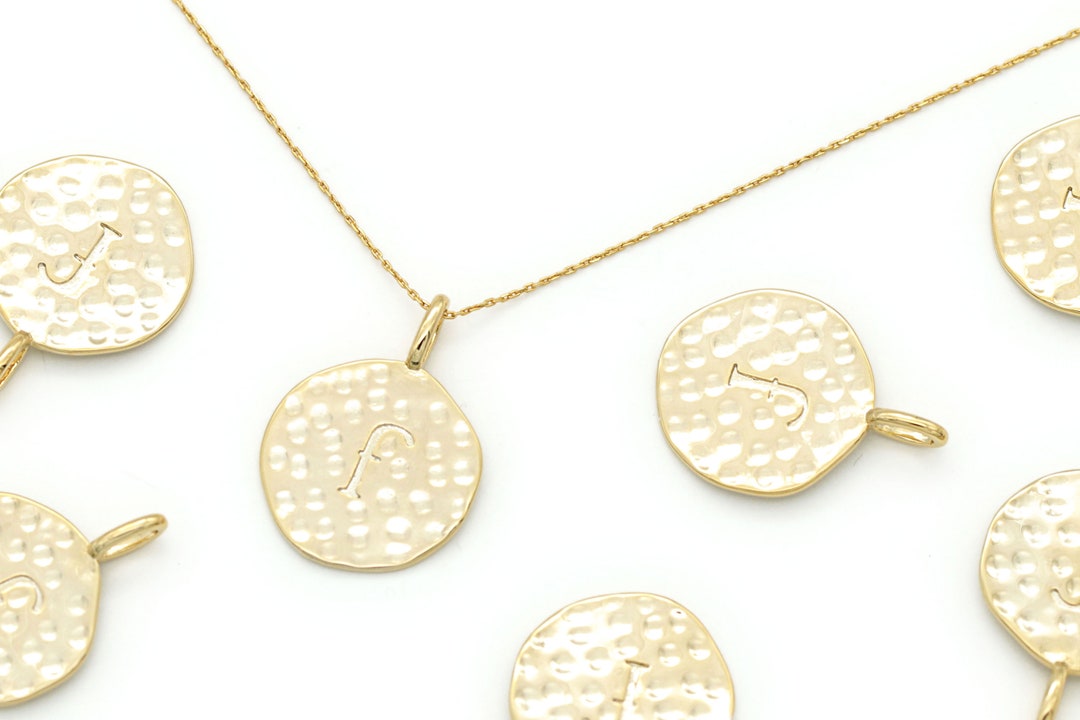 Alphabet on Hammered Coin, Alphabet F, AF-G19, 1 Piece, 24x18mm, 4x2mm ...