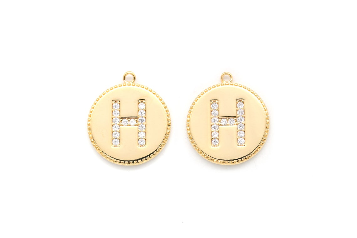 Coin Pendant Cubic Letter (large), Alphabet H, AH-G16, 1 Piece, 21x2mm ...