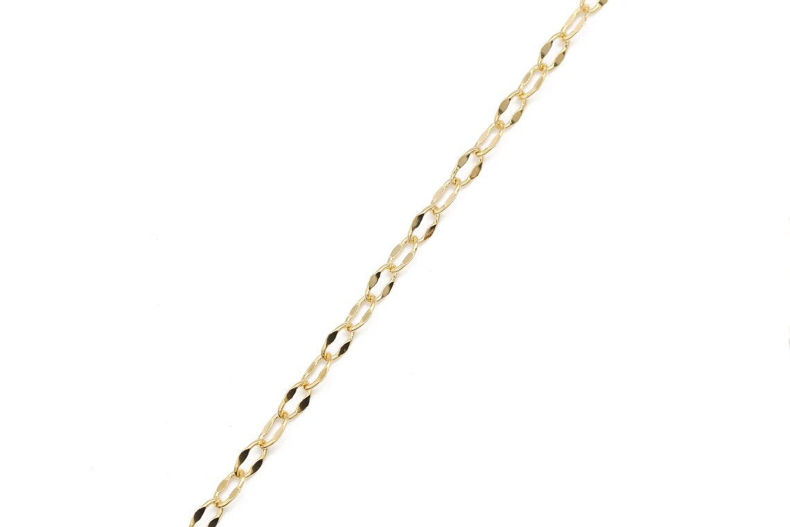 Hammered Oval Link Chain, CJ42-08, Nickel Free, 1m, 16K Gold Plated ...