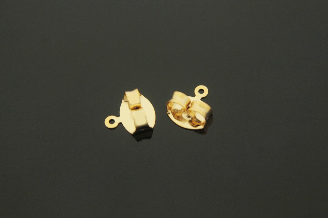 Earring Back Stopper W/ Link horizontal Nickel Free 16K - Etsy