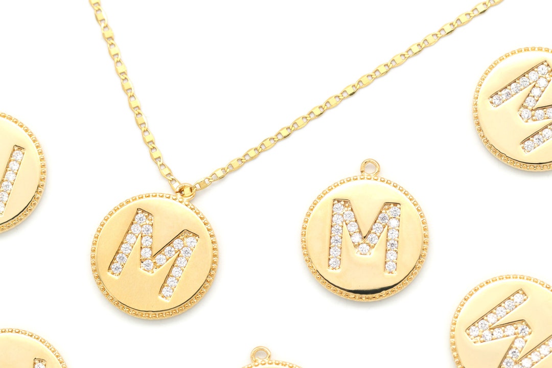 Coin Pendant Cubic Letter (large), Alphabet M, AM-G16, 1 Piece, 21x2mm ...
