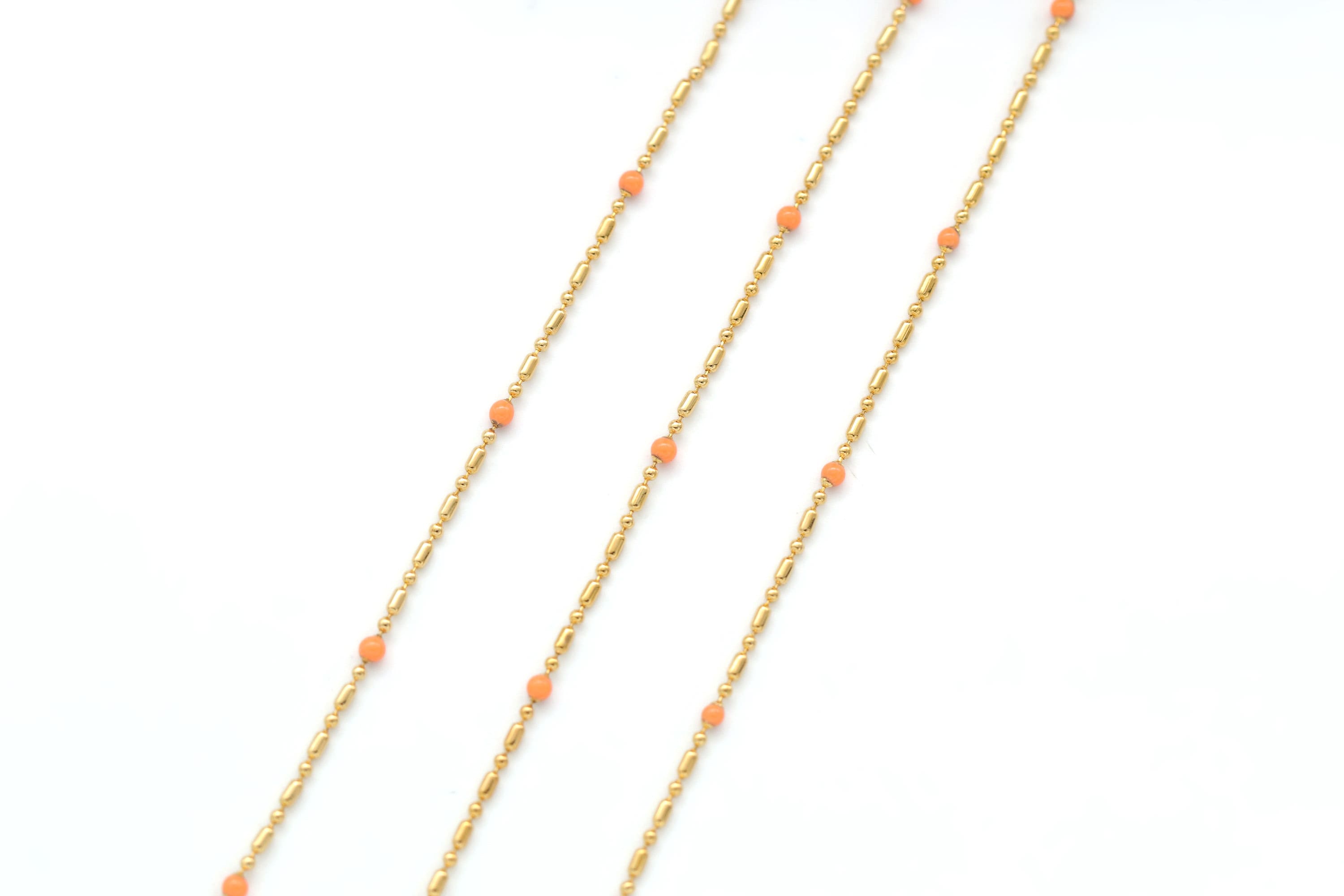 Epoxy Ball Chain, CJ44-10, 1 Meter, Epoxy Ball 2mm, 16K Gold Plated ...