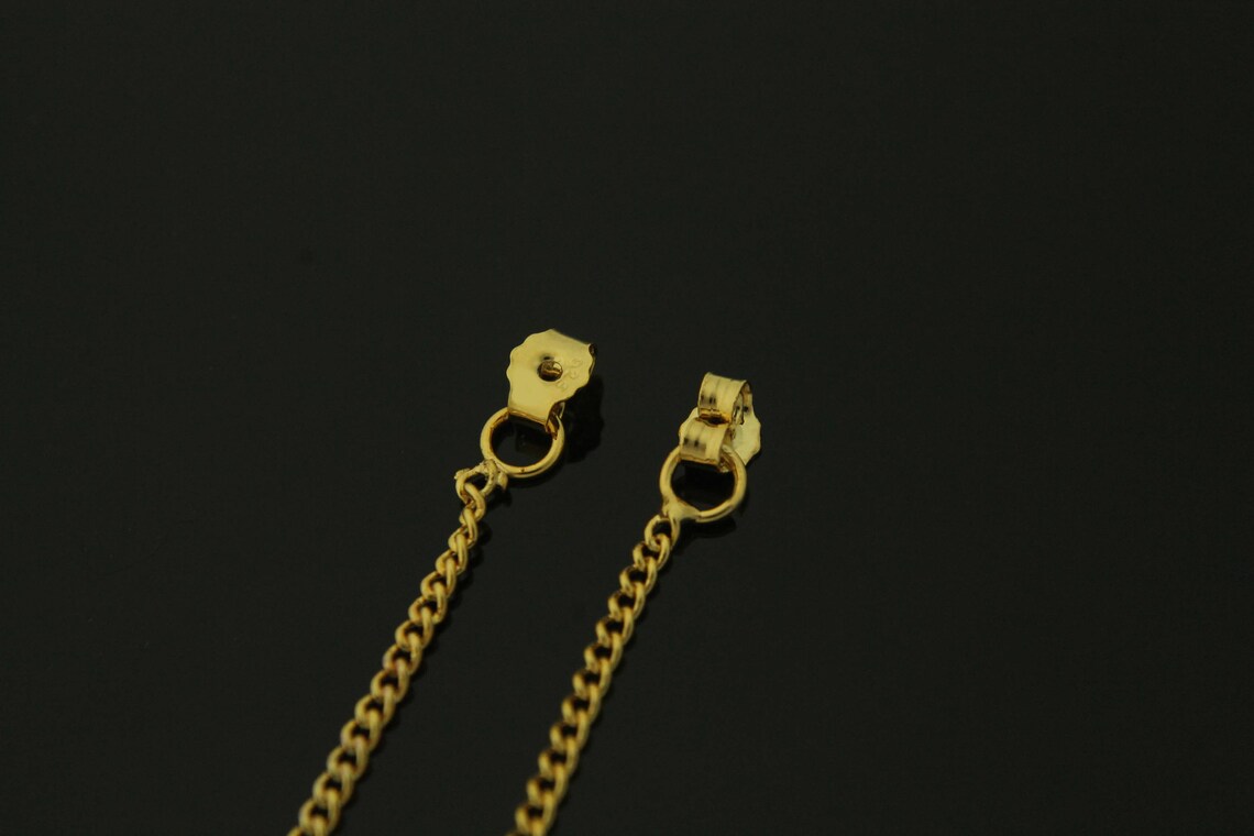 Back stopper w/ chain & stick S59-P2 2 pcs 16K gold plated | Etsy