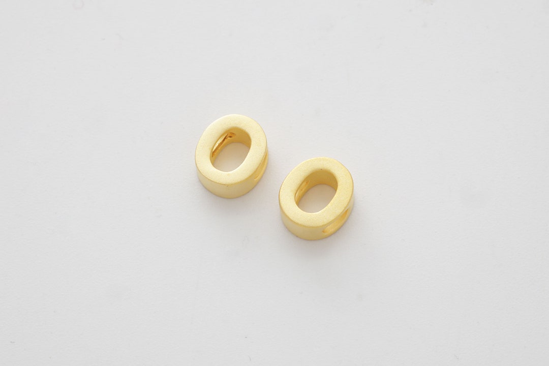 Alphabet O, AO-G11, 2 Pcs, 8x7x4mm, Hole Size 2x3mm, Capital Letter ...