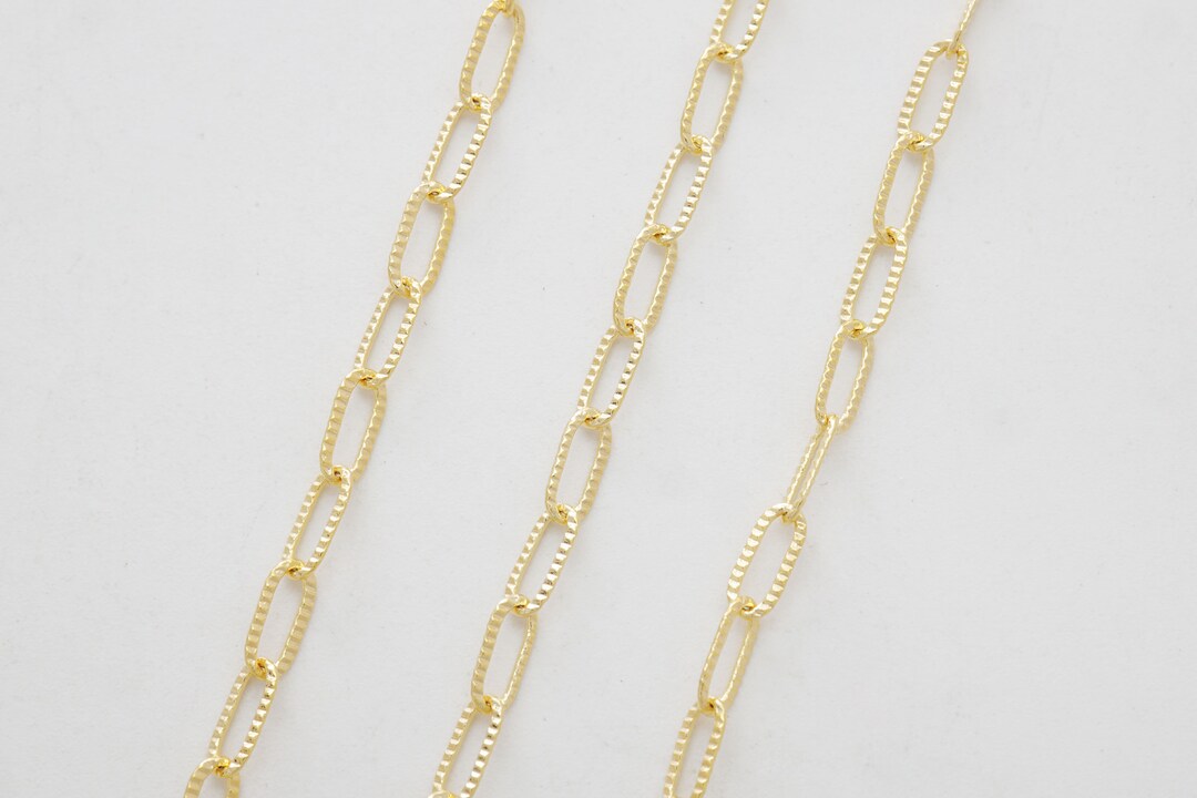 Patterned Rectangle Chain, CJ41-02, 1m, 6x2.5mm Link, Nickel Free, 16K ...
