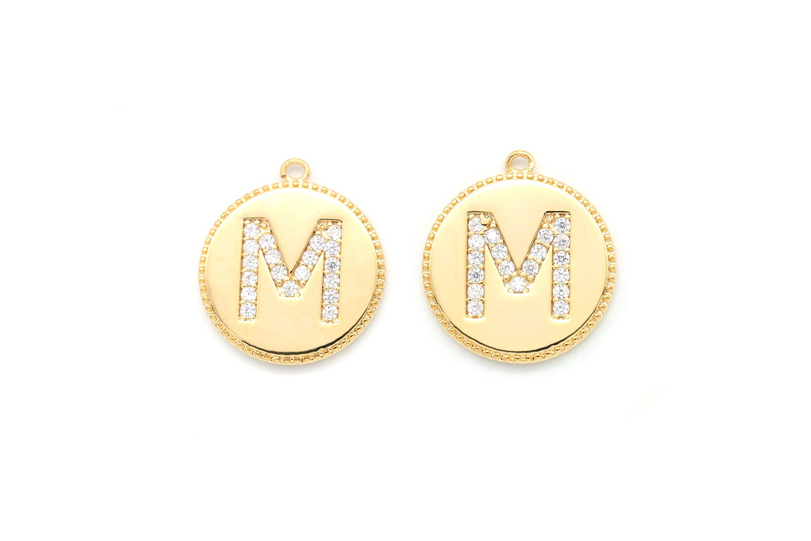 Coin Pendant Cubic Letter (large), Alphabet M, AM-G16, 1 Piece, 21x2mm ...