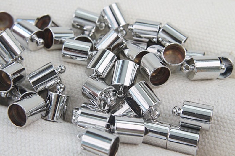 End cap 12.5x8mm Inner 7mm Original rhodium plated brass | Etsy