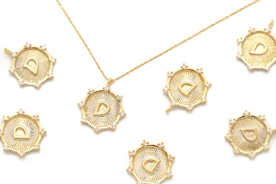 Round Cubic Letter Pendant Alphabet D AD-G18 1 Piece | Etsy