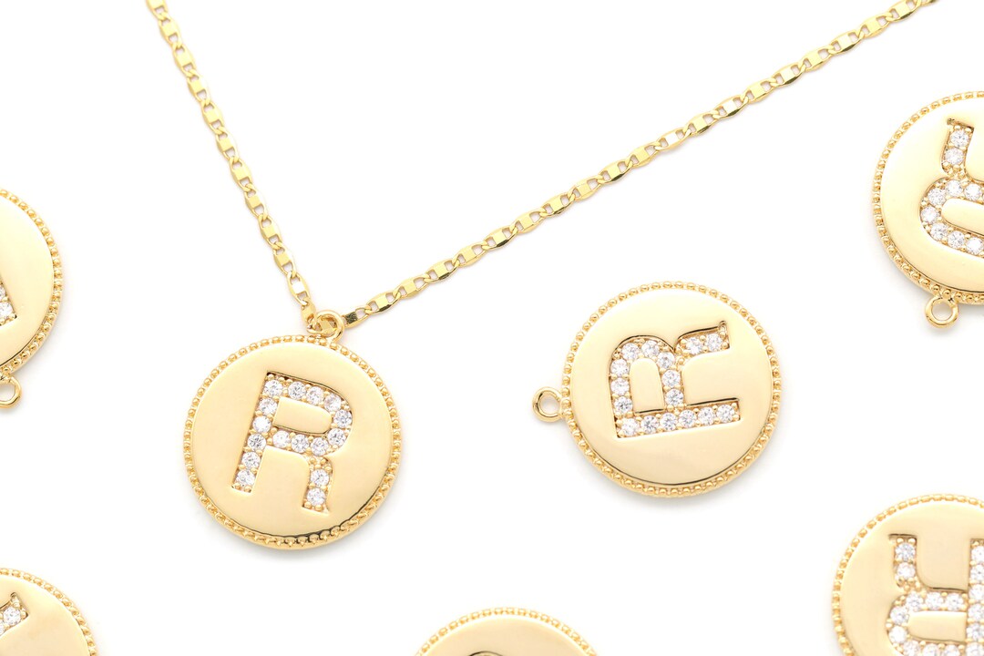 Coin Pendant Cubic Letter (large), Alphabet R, AR-G16, 1 Piece, 21x2mm ...
