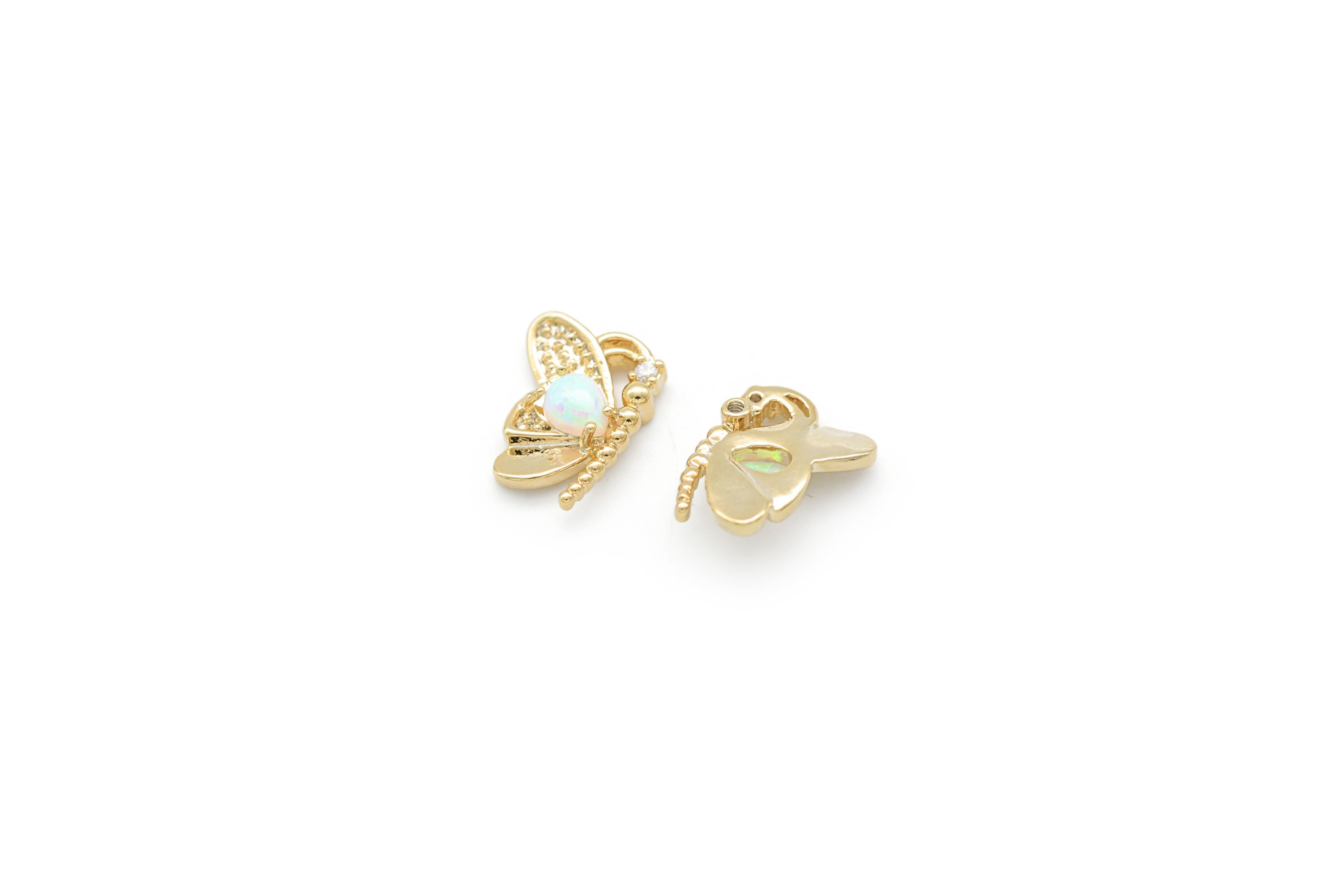 Opal & Cubic Butterfly Charm, Q13-R4, 1 Piece, 13.5x10mm W/ 1.2mm Hole ...