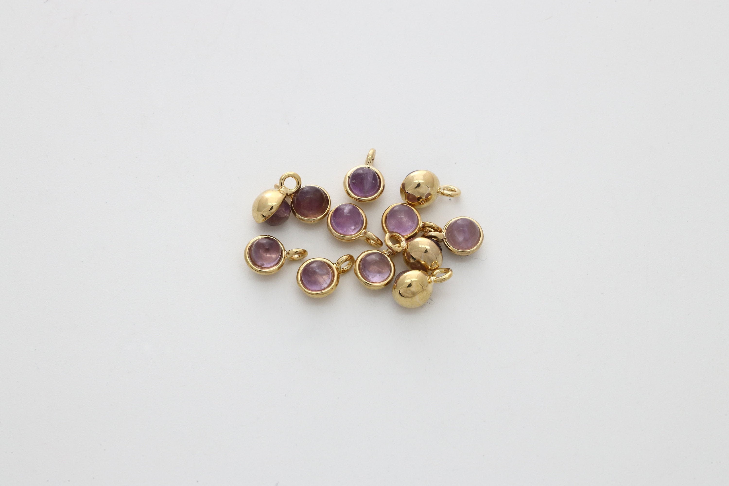 Round Gemstone Charm Amethyst N36-R6 2 Pcs 4mm 1 Open - Etsy