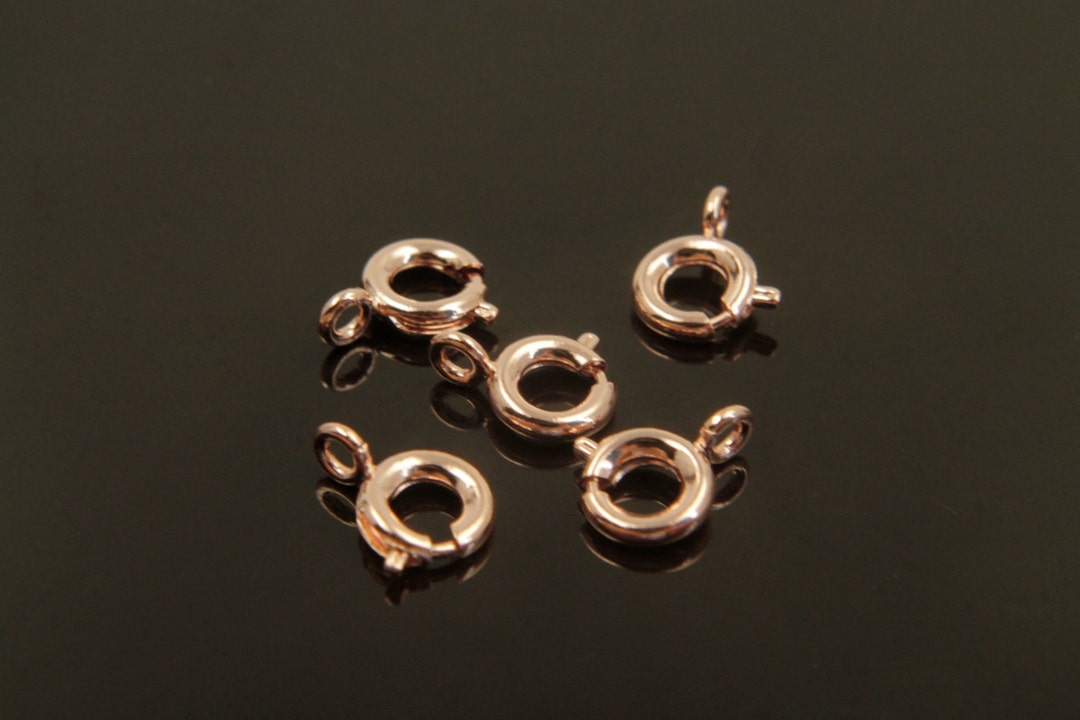 6mm Spring Clasp, S84-P4, 50 Pcs, 6mm Diameter, Spring Ring With Loop ...