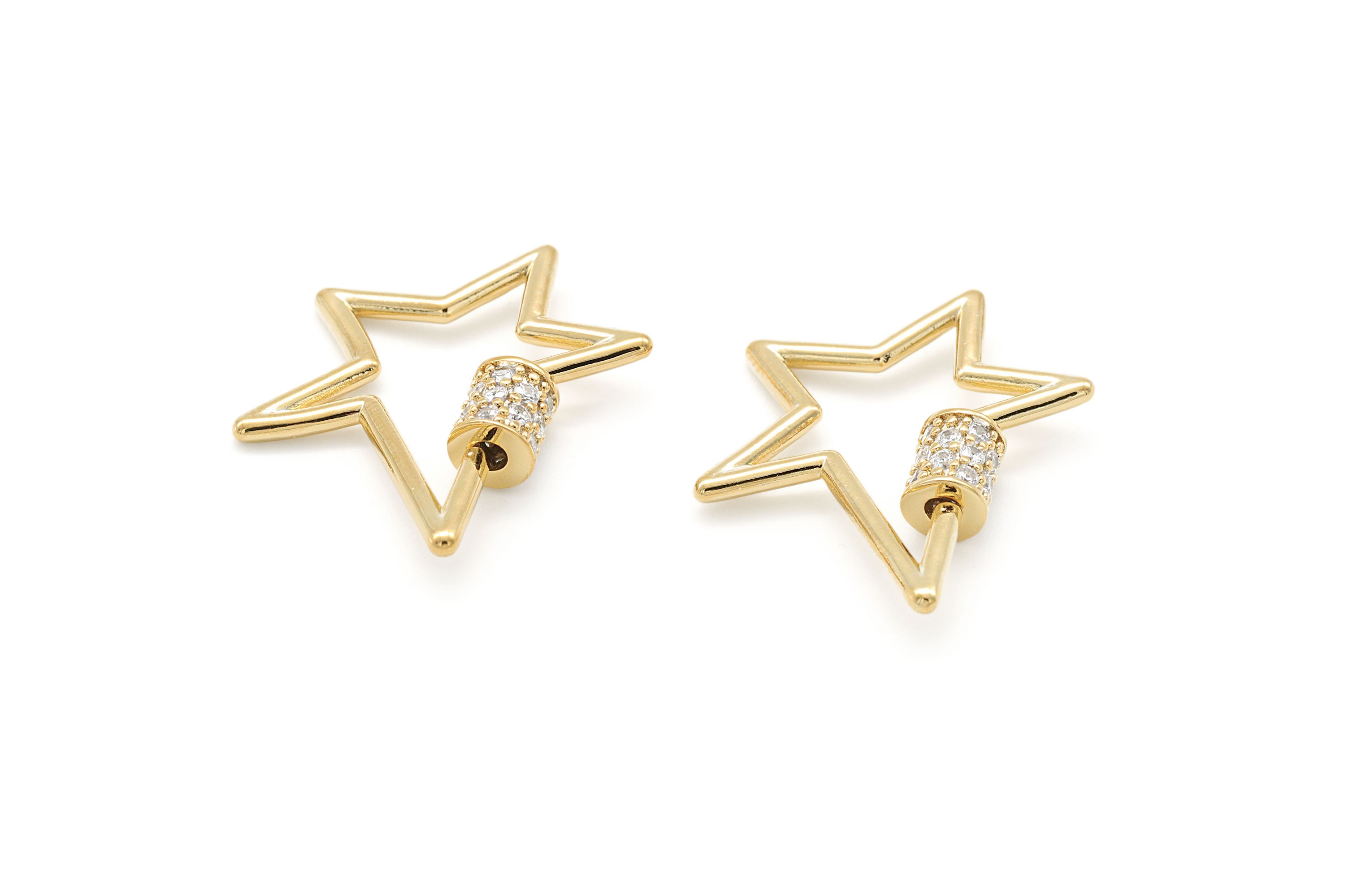 Star screw clasp lock Q13-G19 1 piece 30x27mm 16K gold | Etsy