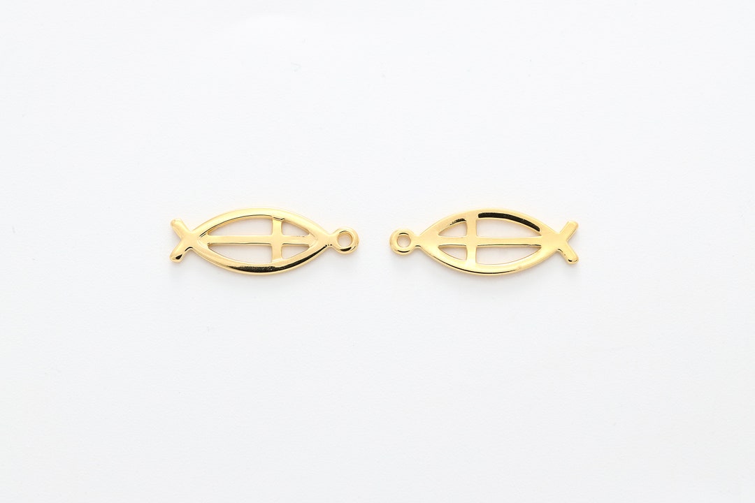 Fish Charm, B24-G8, 2 Pcs, 19x7mm, 0.9mm Thick, 16K Gold Plated Brass ...