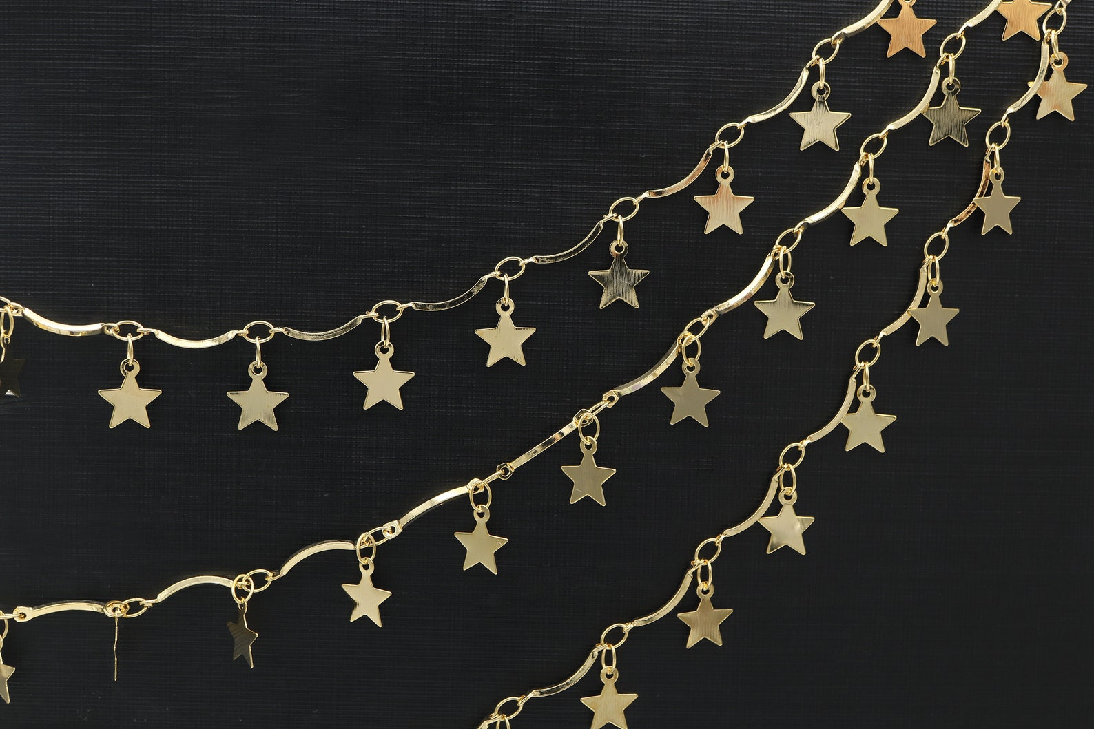 Star & Curved Bar Chain CJ41-04 1m 4x2mm link Star charm | Etsy