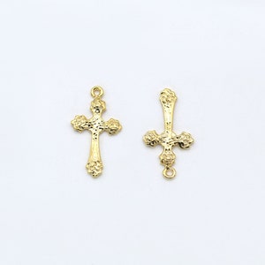Flower-end Cross Charm, T70-R6, 2 Pieces, Open Link, Nickel Free ...