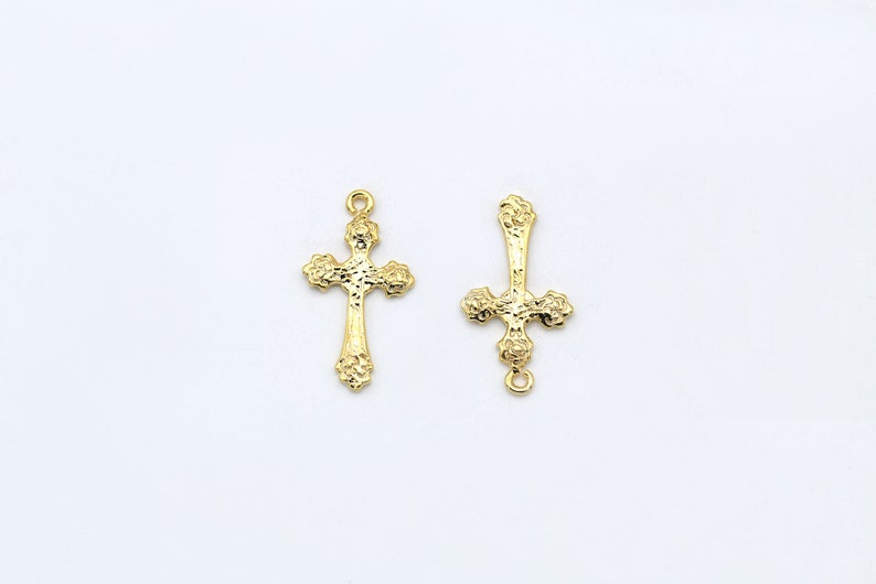 Flower-end Cross Charm, T70-R6, 2 Pieces, Open Link, Nickel Free ...