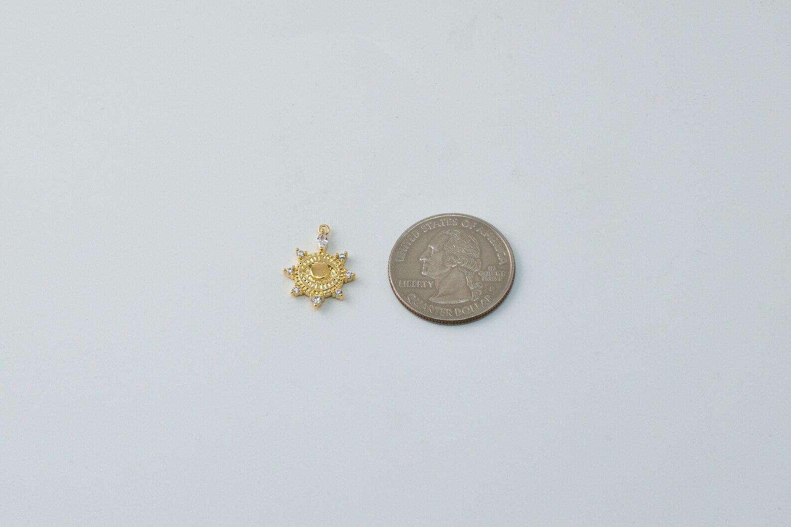 Cubic Evil Eye Round Charm, CZ, Brass, Nickel Free, Necklace Makings ...